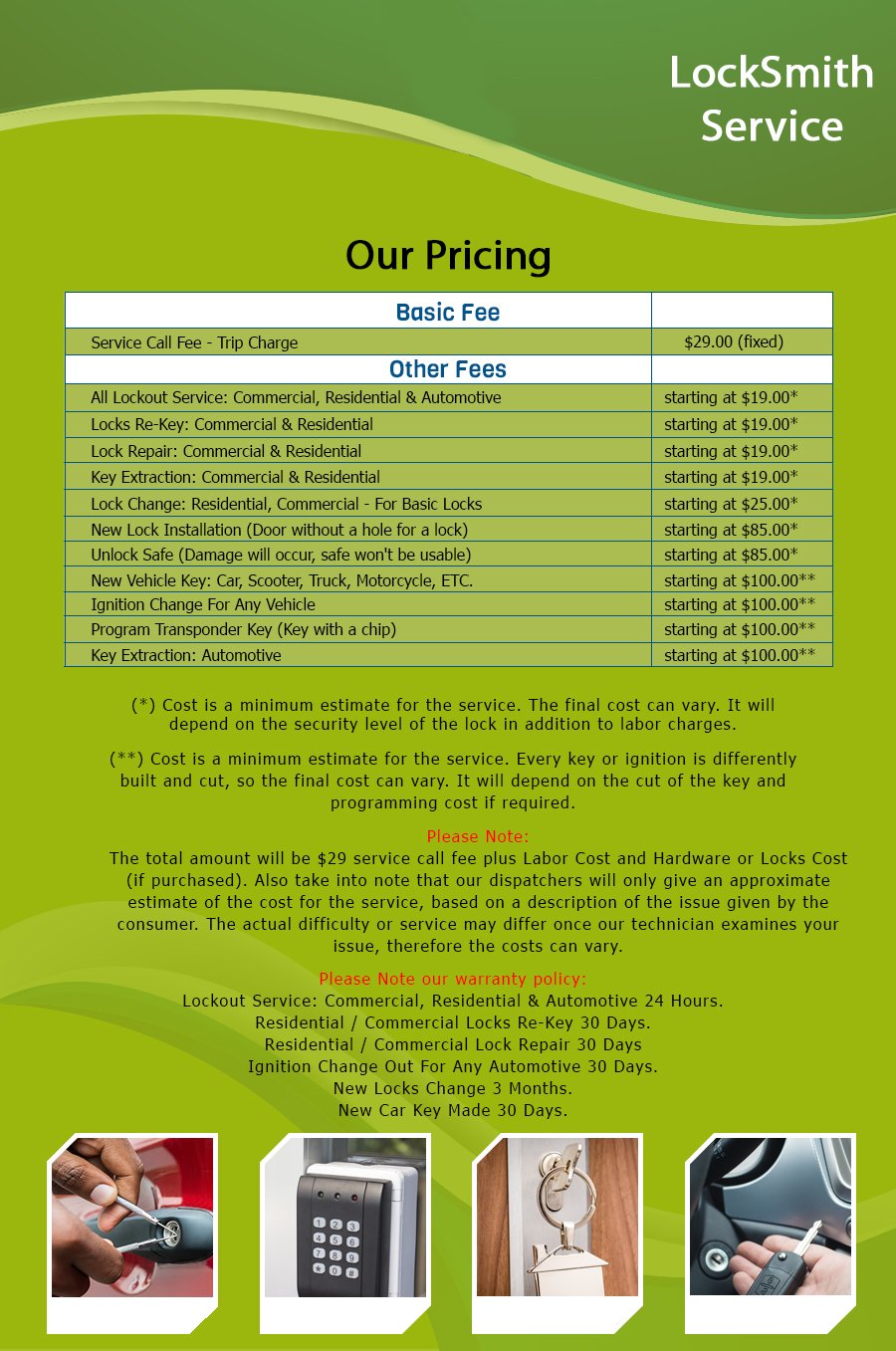 Gateway Locksmith Shop - Price List